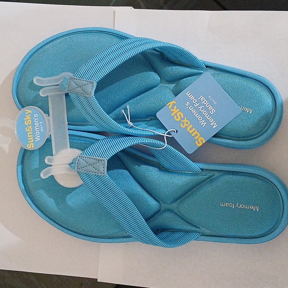 Shoes | Nwt Sun Sky Womens Memory Foam Sandals Tea In Between Toe ...